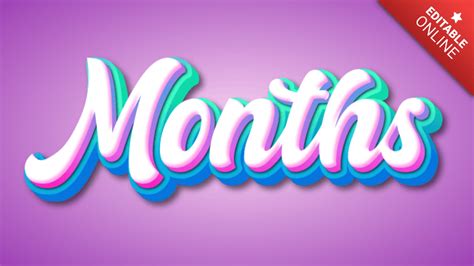 Months Letra 3d Fuente Efecto Generador De Efectos De Texto