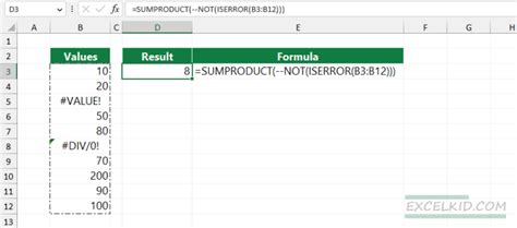 Count Cells That Do Not Contain Errors Excel Formula