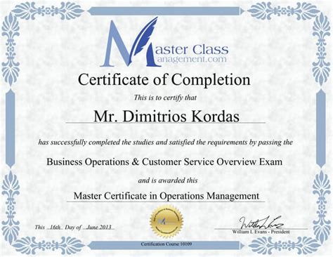 Operations Management Certificate Pdf