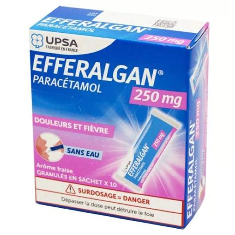 Efferalgan Fraise 250mg X10 Sachets Enfants Douleurfièvre