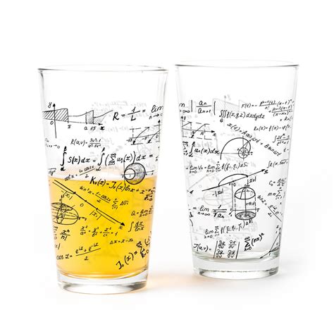 Mathematical Pint Glasses Set Calculus Inspired Drinkware For Teachers