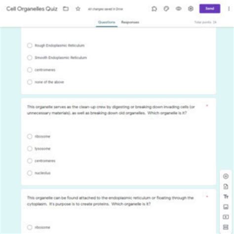 Cell Structures Organelles Quiz In Google Forms Classful