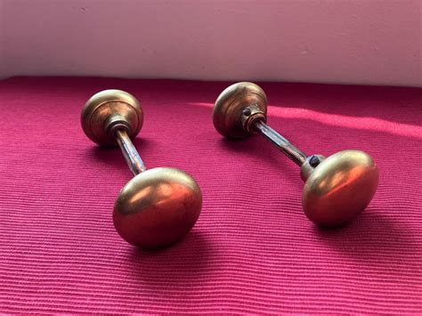 Vintage Brass Round Passage Door Knobs Etsy