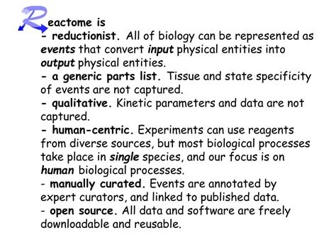 Ppt Representing Biological Processes The Reactome Database
