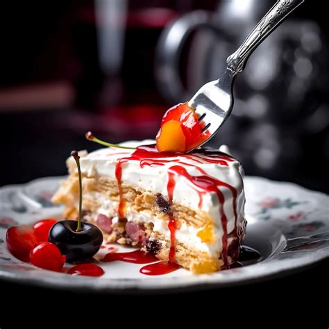 Premium Ai Image Delicious White Layered Sponge Cake On A Plate On