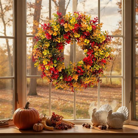 Toykingdee Fall Decor Autumn Artificial Wreath Fall Decorations For