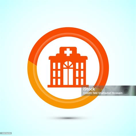 Hospital Building Icon Design Illustration Medical Sign Symbol Orange