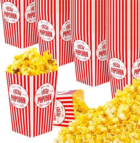200 Pack Movie Night Popcorn Boxes Paper Popcorn Bucket Red