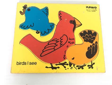 Toys And Games Games And Puzzles Vintage 1960s Playskool Birds 3pc Wooden