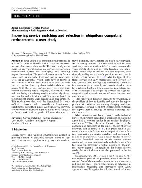 pdf improving service matching and selection in ubiquitous computing