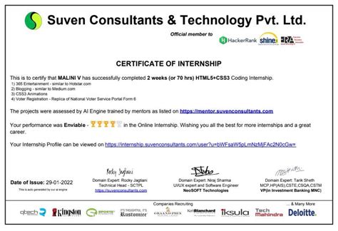 Ive Completed An Htmlcss3 Coding Internship At Suven Consultants And Technology Pvt Ltd 🎉