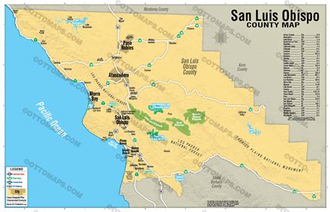 San Luis Obispo County Map No Zip Codes Files Pdf And Ai Otto Maps