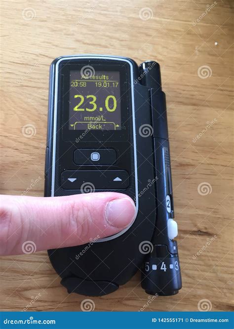 Diabetic High Blood Sugar Reading On Glucometer Stock Image Image Of