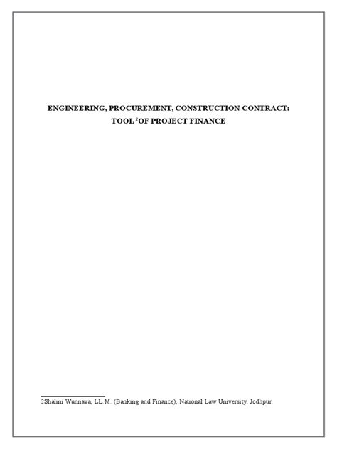 Epc Contract Tool For Project Finance Project Finance Construction Management