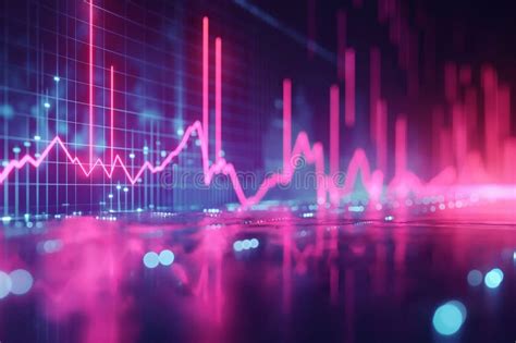 A Vivid Financial Chart Displaying Fluctuating Market Data In Neon Pink And Blue Hues