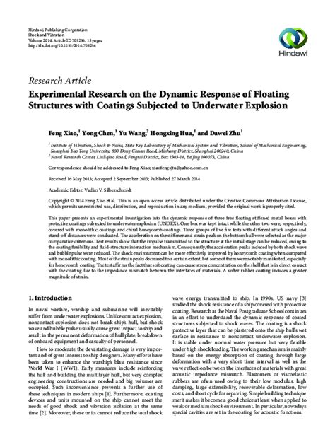 Pdf Experimental Research On The Dynamic Response Of Floating Structures With Coatings
