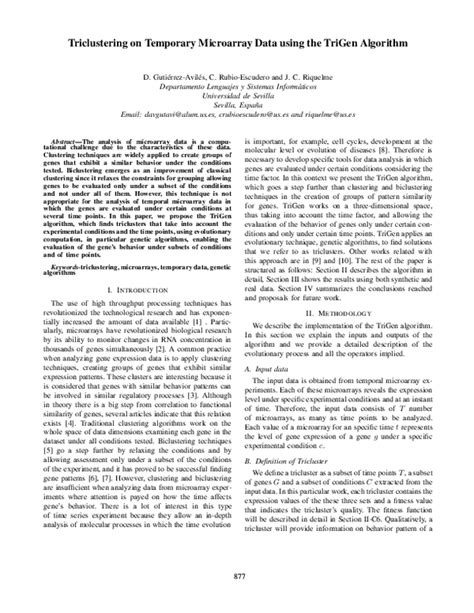 Pdf Triclustering On Temporary Microarray Data Using The Trigen Algorithm