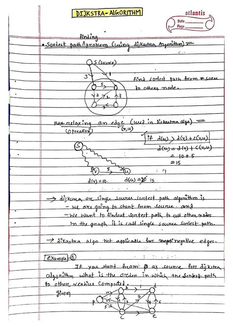 Solution Dijkstra Algorithm Handwritten Notes Studypool