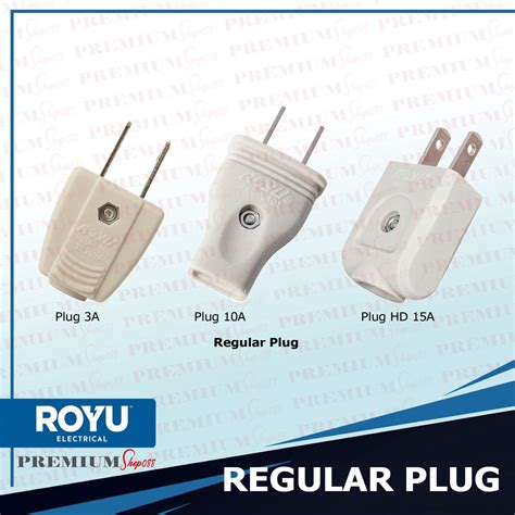 Royu Regular Plug 3a 10a 15a Heavy Duty Hd With Ground Socket Tandem