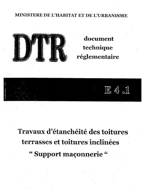 Dtr E 41 Travaux Étanchéité Toitures Terrasses Et Toitures Inclinées