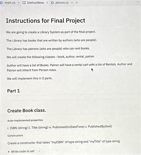 Solved Instructions For Final Project We Are Going To Create Chegg Com