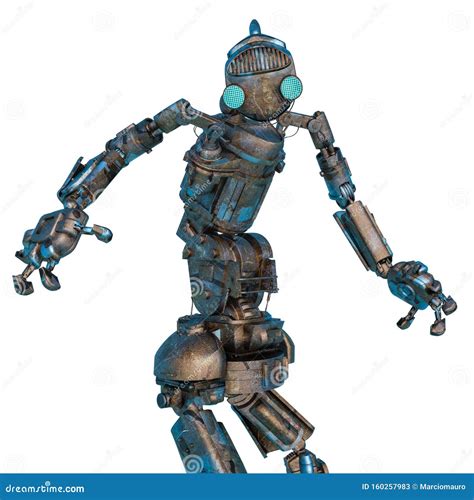 Set Worker Robot Industrial Machine Robotic Arm Hand Assembly Line Factory Robot Digital