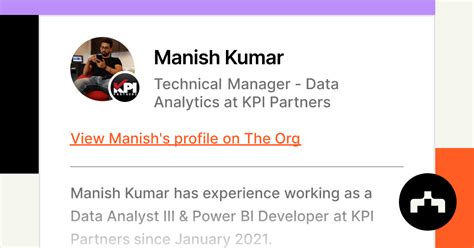 Manish Kumar Technical Manager Data Analytics At Kpi Partners The Org