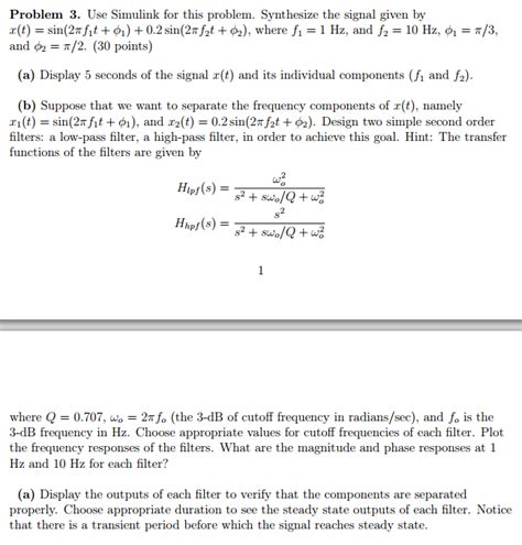 problem 3 use simulink for this problem synthesize