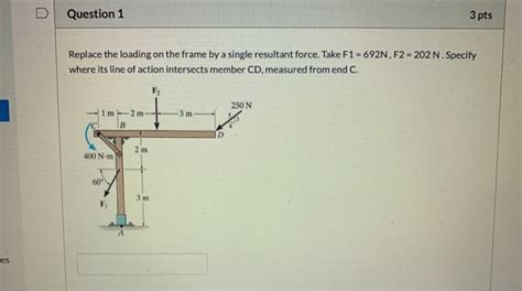 solved question 1 3 pts replace the loading on the frame by