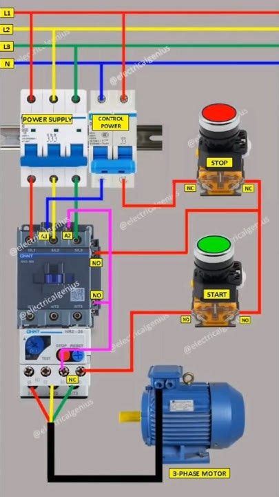 Dol Starter Connection For 3 Phase Dol Starter Control Wiring Dol