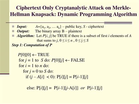 Ppt Ciphertext Only Cryptanalytic Attack On Merkle Hellman Knapsack