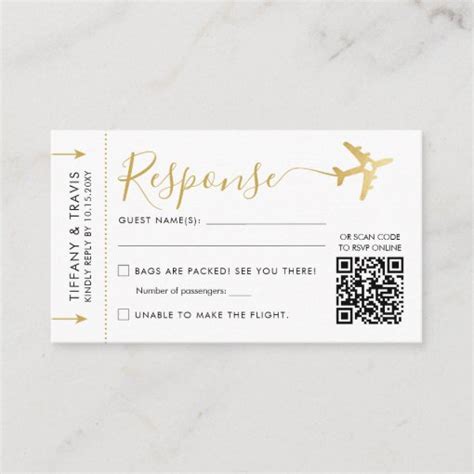 Modern Script Boarding Pass Ticket Mini Qr Rsvp Enclosure Card Zazzle