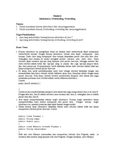 Konsep Inheritance Dan Overloading Java Pdf Komputer