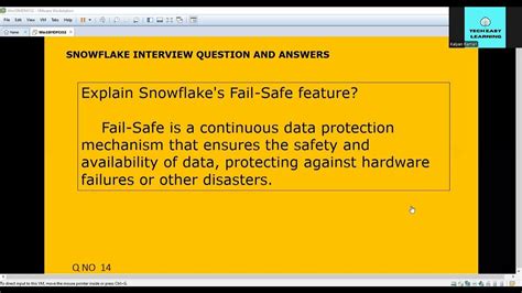 Snowflake Interview Q And A Snow Flake Fail Safe Feature Youtube