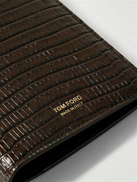 Tom Ford Lizard Effect Glossed Leather Passport Holder Tom Ford