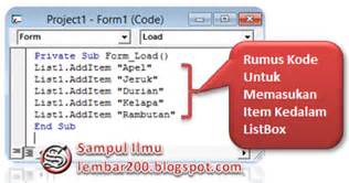 Cara Mudah Menggunakan ListBox Visual Basic Sampul Ilmu