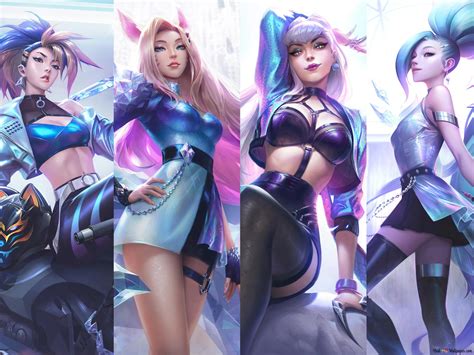 League Of Legends K Da Popstar Girls All Out Splash Art K Wallpaper Download