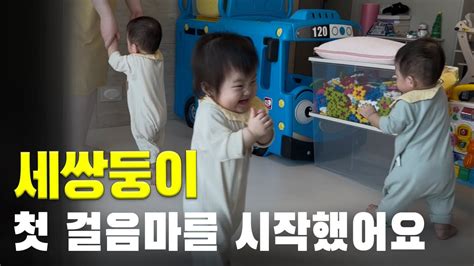 세쌍둥이 첫 걸음마ㅣ1살 생일 돌잔치 돌잡이ㅣ아기 걷기 연습ㅣ삼둥이 현실 육아 24시간 ㅣ12개월 아가ㅣ가정보육ㅣ육아 브이로그ㅣ출산장려ㅣvlog Youtube