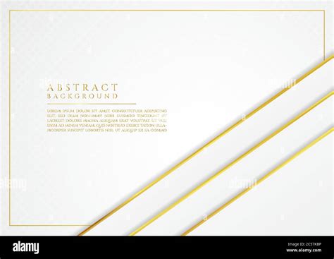 White Overlap Layer Design Pattern Background Gold Metallic Frame With Space Vector