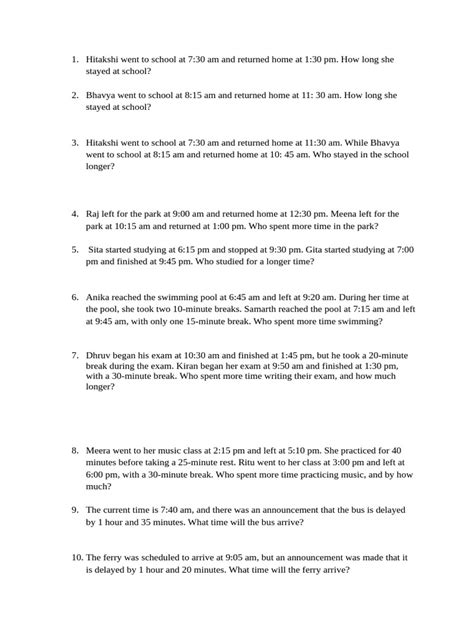 Time Problems 1 Pdf Travel Art