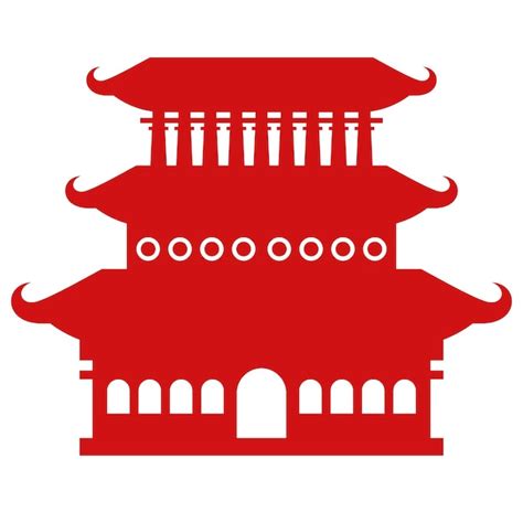 중국 건물 의 실루 프리미엄 벡터