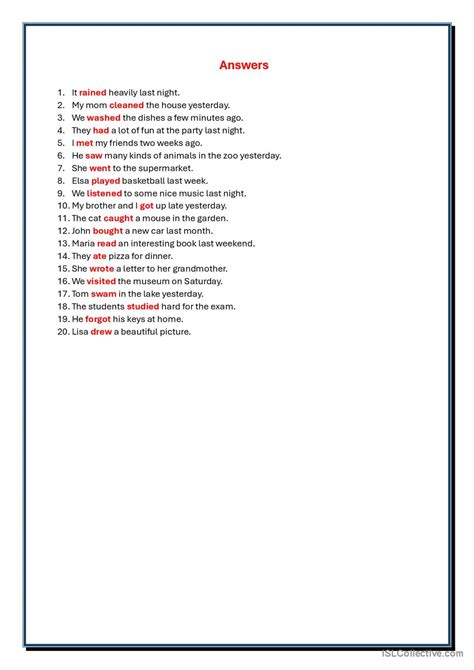 Past Simple Mixed Verbs General Gram English Esl Worksheets Pdf And Doc