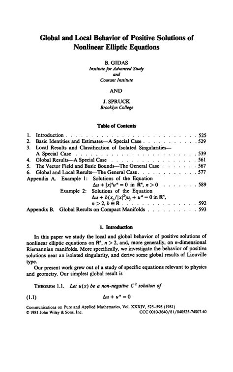 Pdf Global And Local Behavior Of Positive Solutions Of Nonlinear