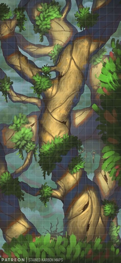 Giant Tree Tops 37x17 Stained Karbon Maps Fantasy World Map Dungeon Maps Forest Map