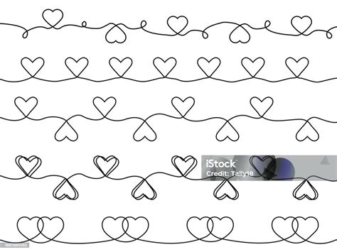 한 줄의 원활한 하트 테두리 하트 테두리 디바이더 연속적인 선 하트 모양 테두리입니다 발렌타인 데이 여성 어머니의 날을 위한