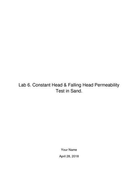 Solution Lab 6 Constant Head And Falling Head Permeability Test