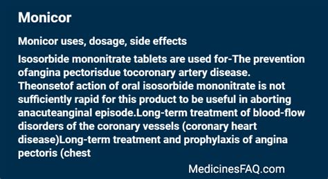 Monicor Uses Dosage Side Effects Food Interaction And Faq