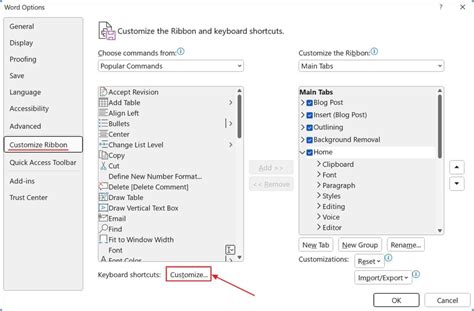 how to create a custom keyboard shortcut in word