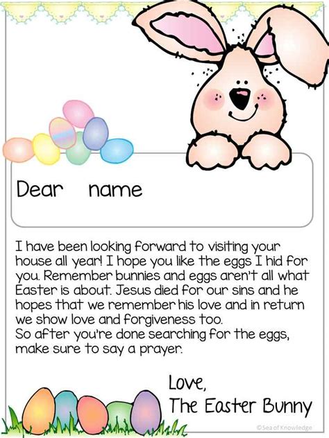 Easter Bunny Letter Template Word Editable Pdf