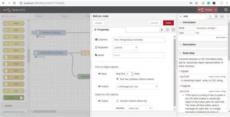 node red to excel details